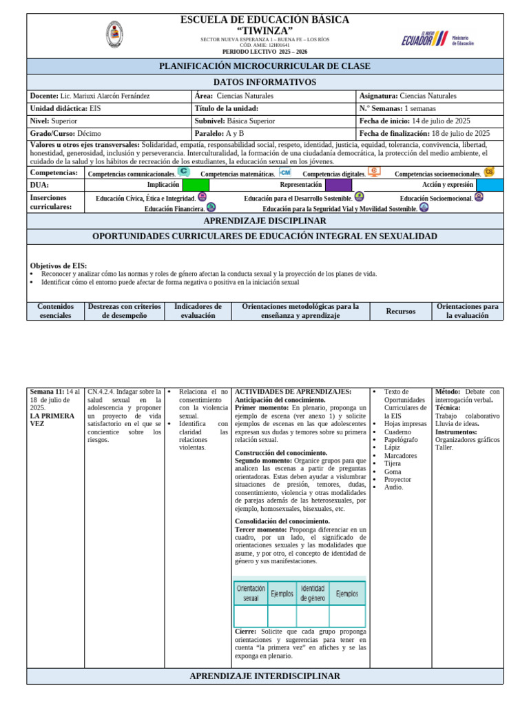 Plan de Clases de La Eis1 | PDF | Enseñando | Educación primaria