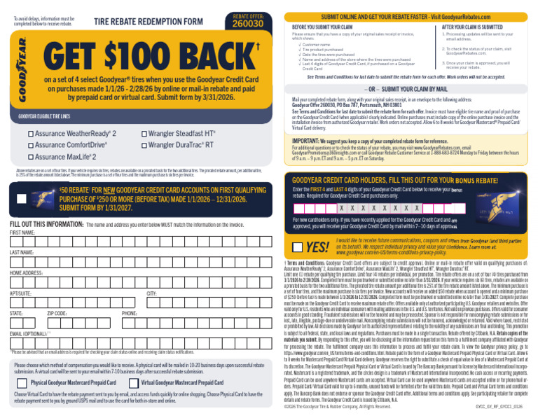 Gycc1 Jan-Feb 2026 Gycc Rebate Form | PDF | Rebate (Marketing) | Credit ...
