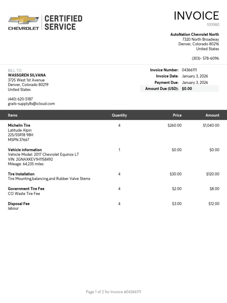 Invoice 04366111 2026-01-03 | PDF | Invoice | Payments