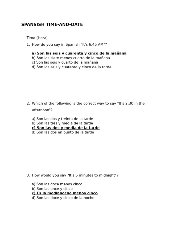 Spansish Time-And-Date | PDF