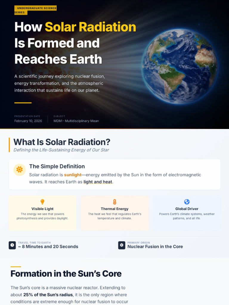 How Solar Radiation Is Formed and Reaches Earth | PDF