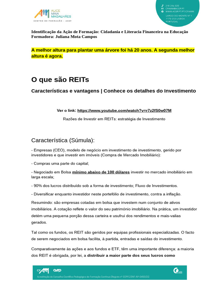 9apontamento REITS Versus ETF | PDF | Fundo de Investimento Imobiliário ...