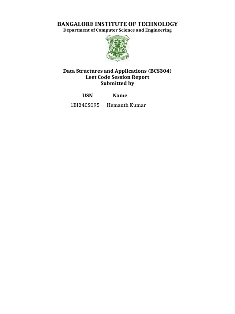 DSA Leet Code Assessment Report Template | PDF