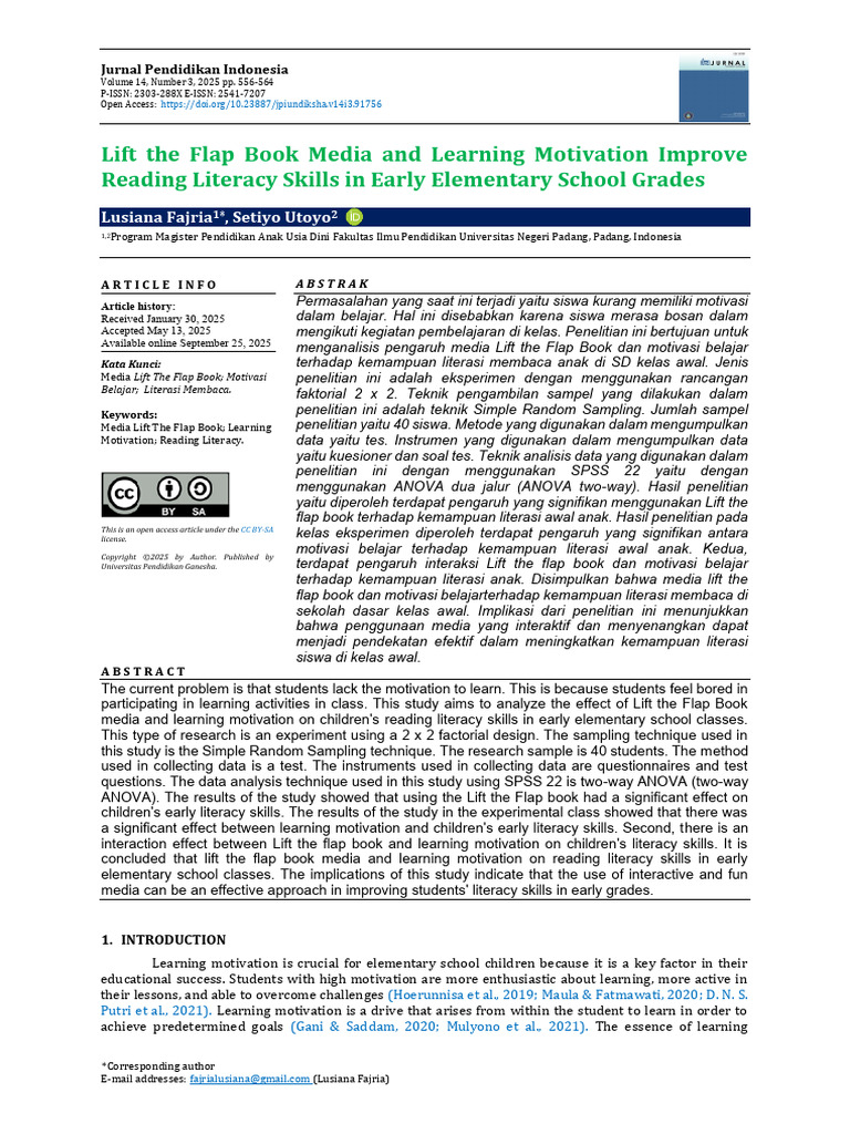 7 +JPI+VOL 14+NO 3+Lusiana+Fajria+556-564 | PDF | Analysis Of Variance ...