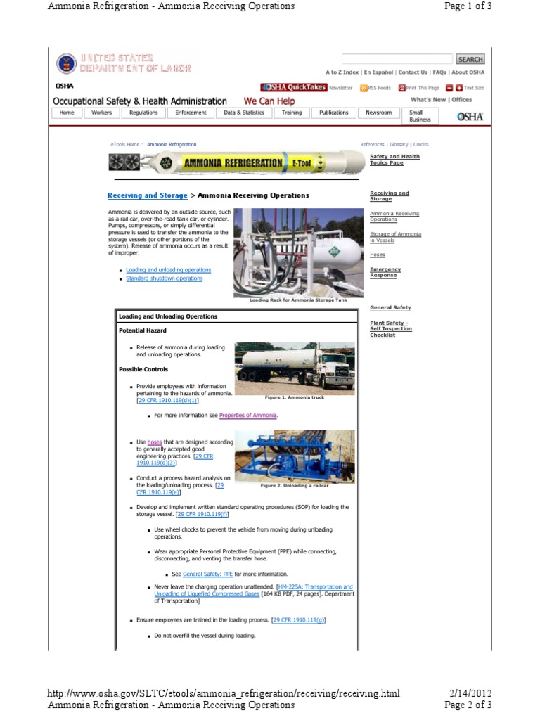 Ammonia Refrigeration - Ammonia Receiving Operations | PDF ...