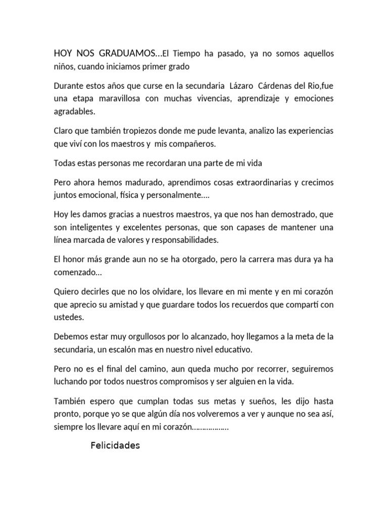 Hoy Nos Graduamos | PDF