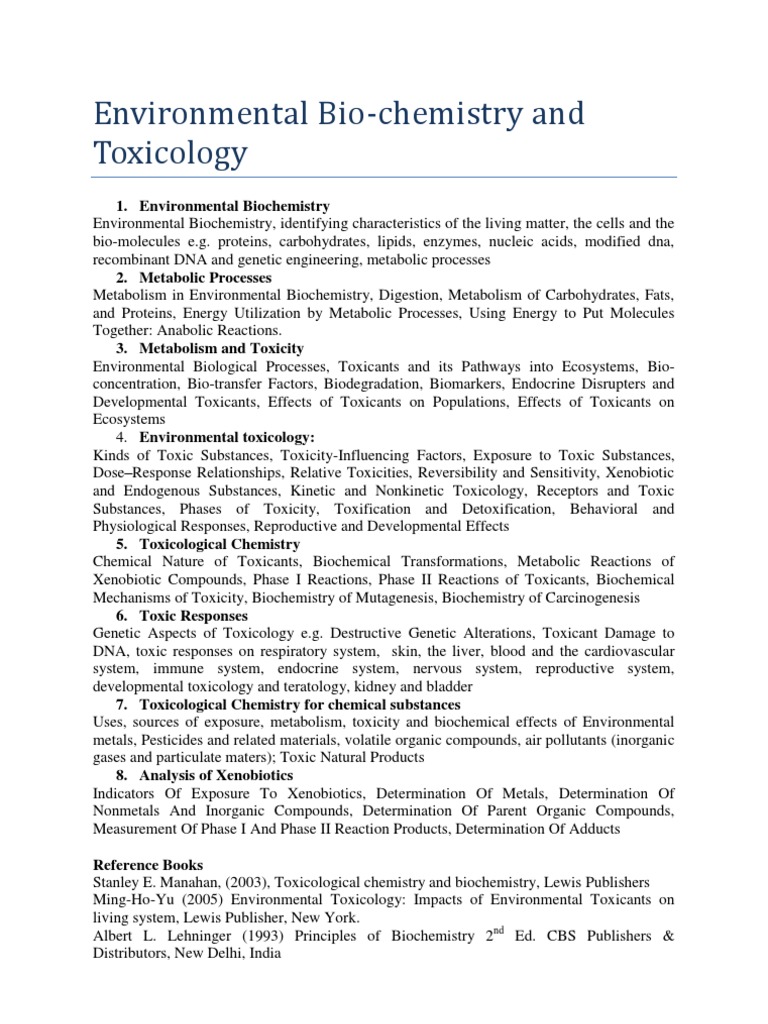 Environmental Biochemistry | PDF | Metabolism | Toxicology