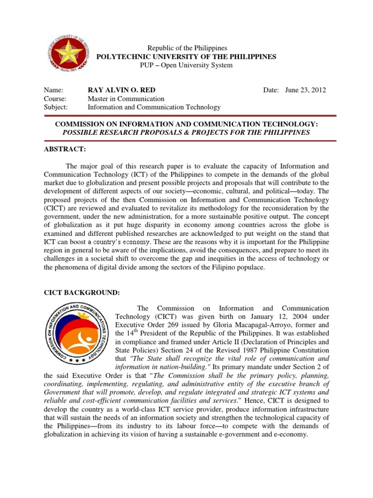 Proposed Information and Communication Technology (ICT) Projects and ...