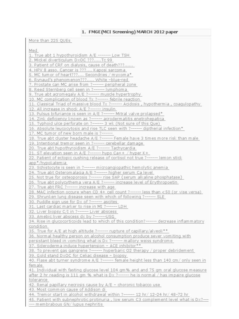 Fmge Questions | PDF | Systemic Lupus Erythematosus | Hypertension