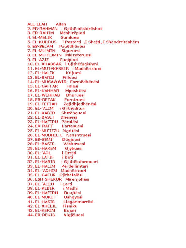 99emrat e Bukur Të Allahut | PDF