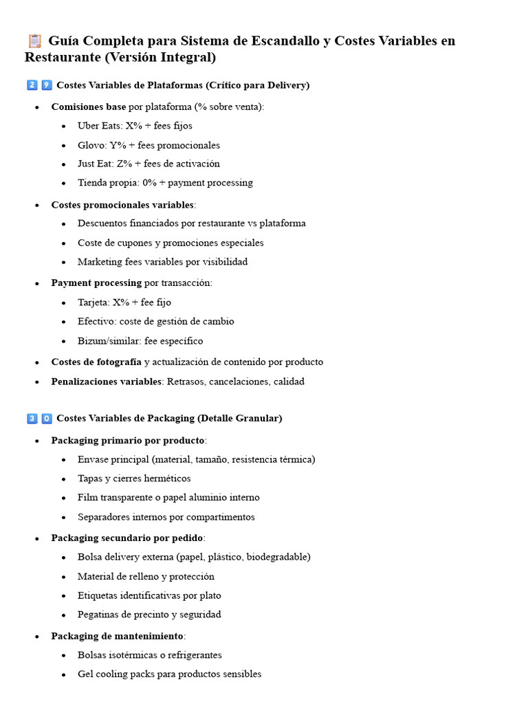 Guía Completa Sistema de Escandallo - Streat Lab | PDF | Entrega ...