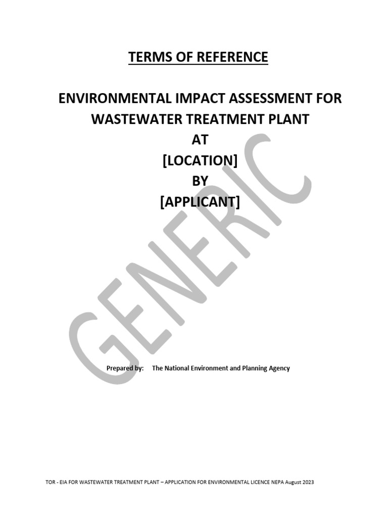 TOR For EIA Wastewater Treatment Plant (Generic) | PDF | Environmental ...