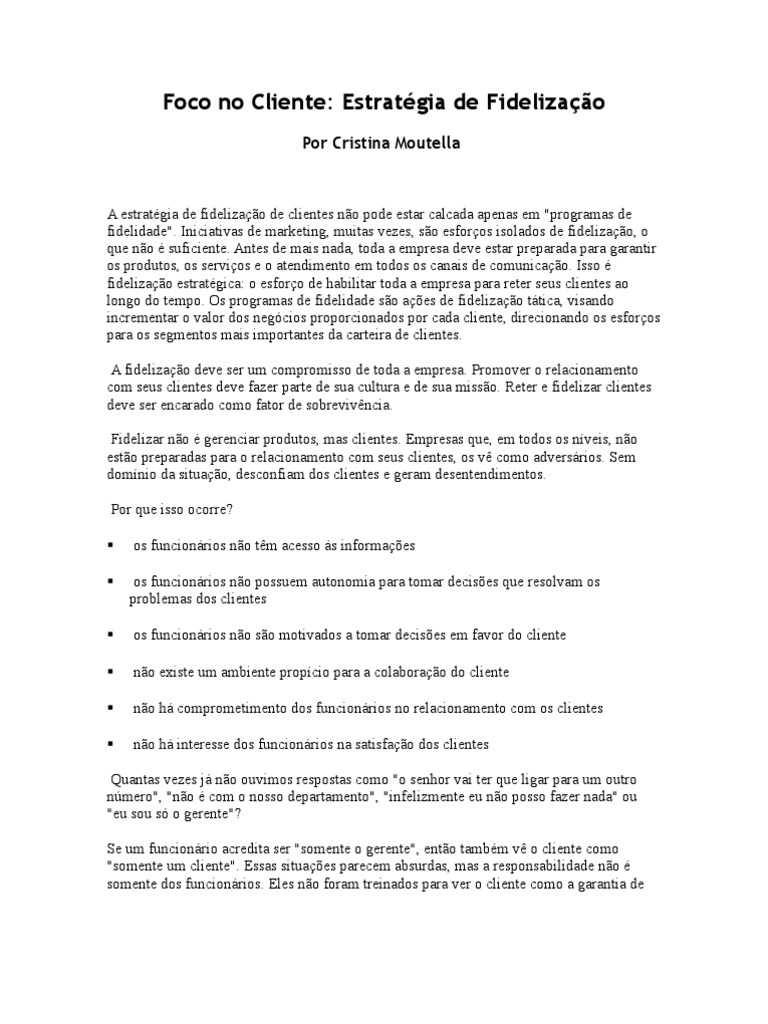 Foco No Cliente | PDF | Business | Marketing