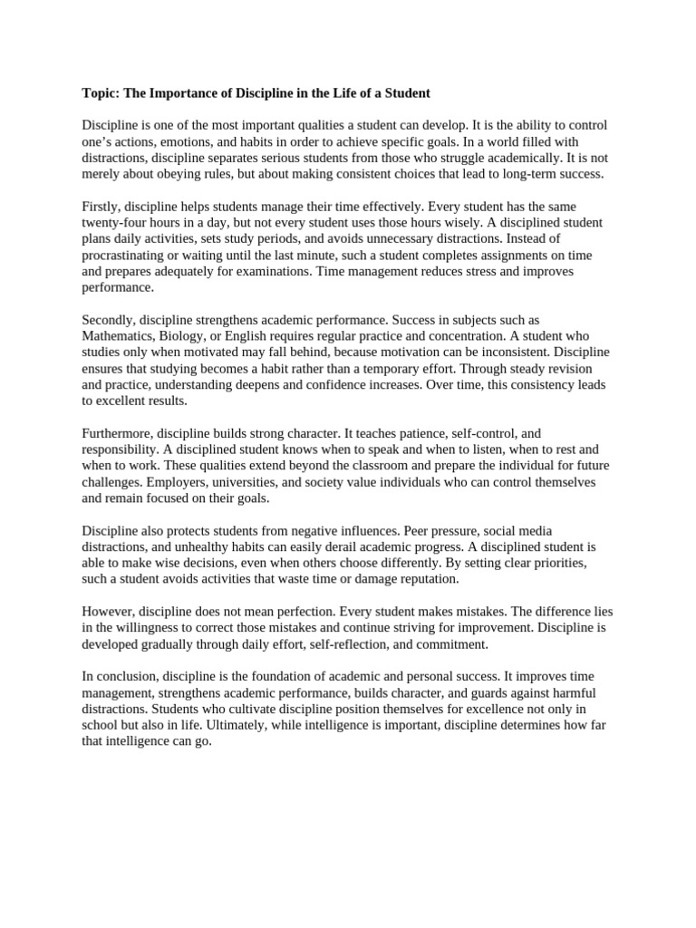 Importance Od Discipline | PDF | Disciplines | Psychology