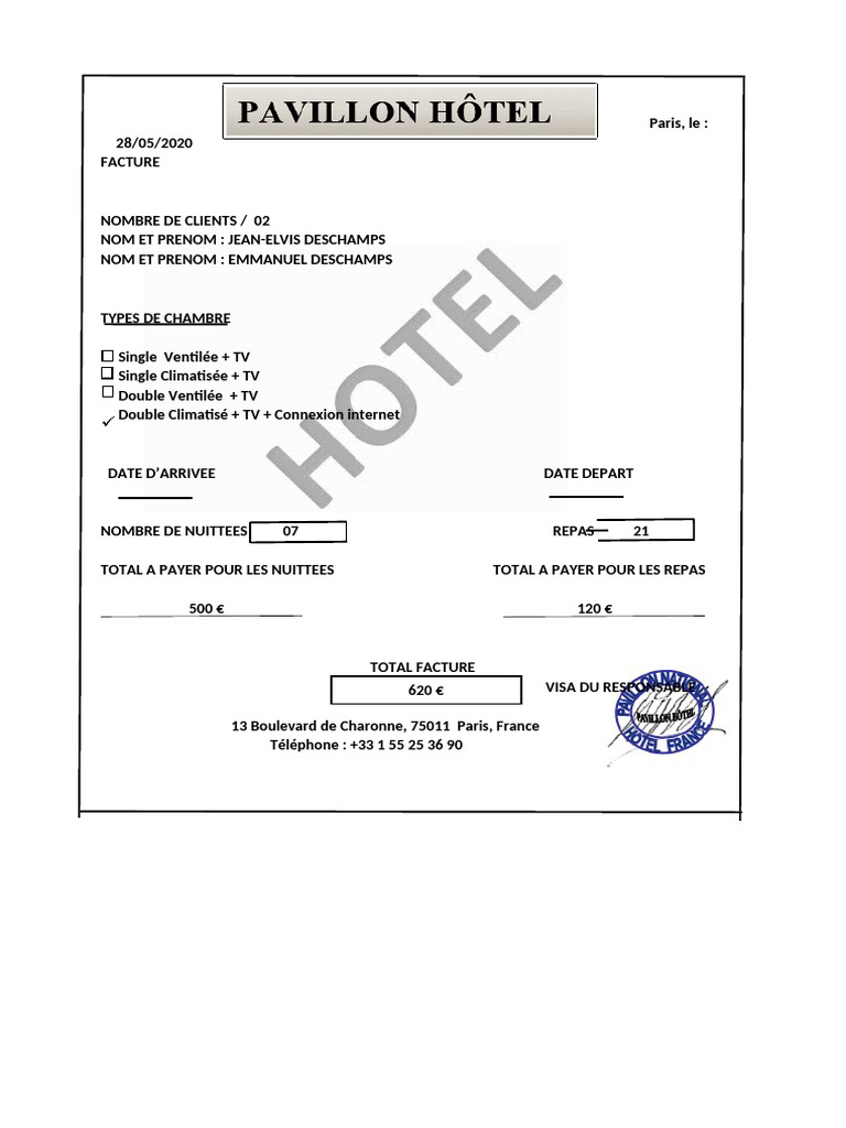 Facture D'hôtel | PDF