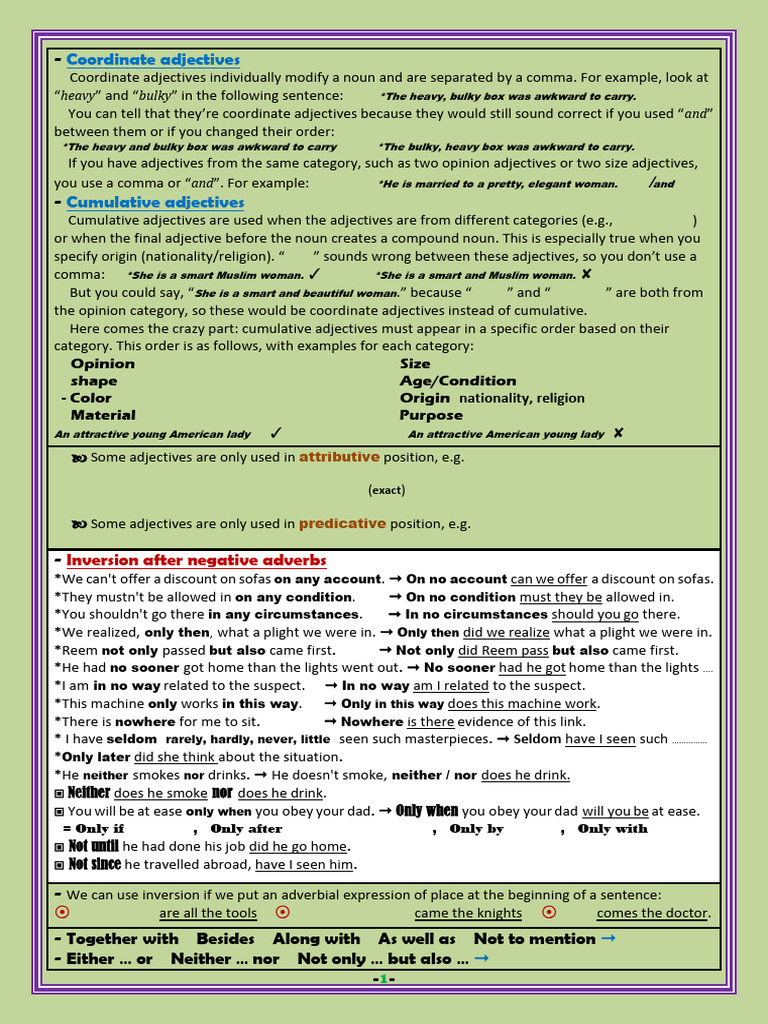 Coordinate Adjectives | PDF | Adjective | Comma