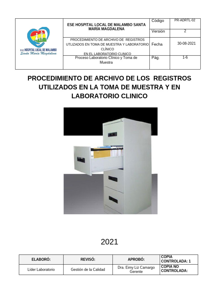 Procedimiento Archivo de Registros | PDF | Laboratorios | Gestión de ...