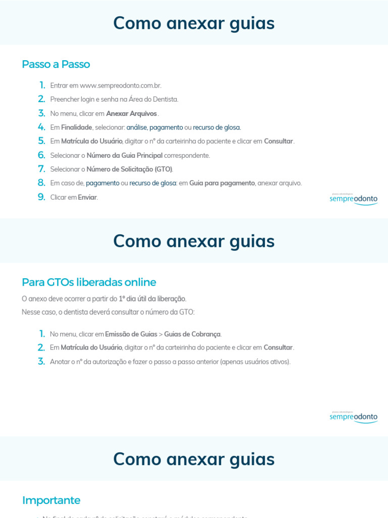 SEMPRE ODONTO - Como Anexar Guias | PDF