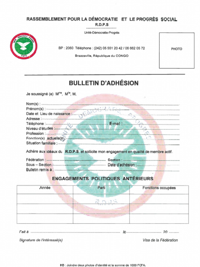 Fiche D'adhesion RDPS | PDF