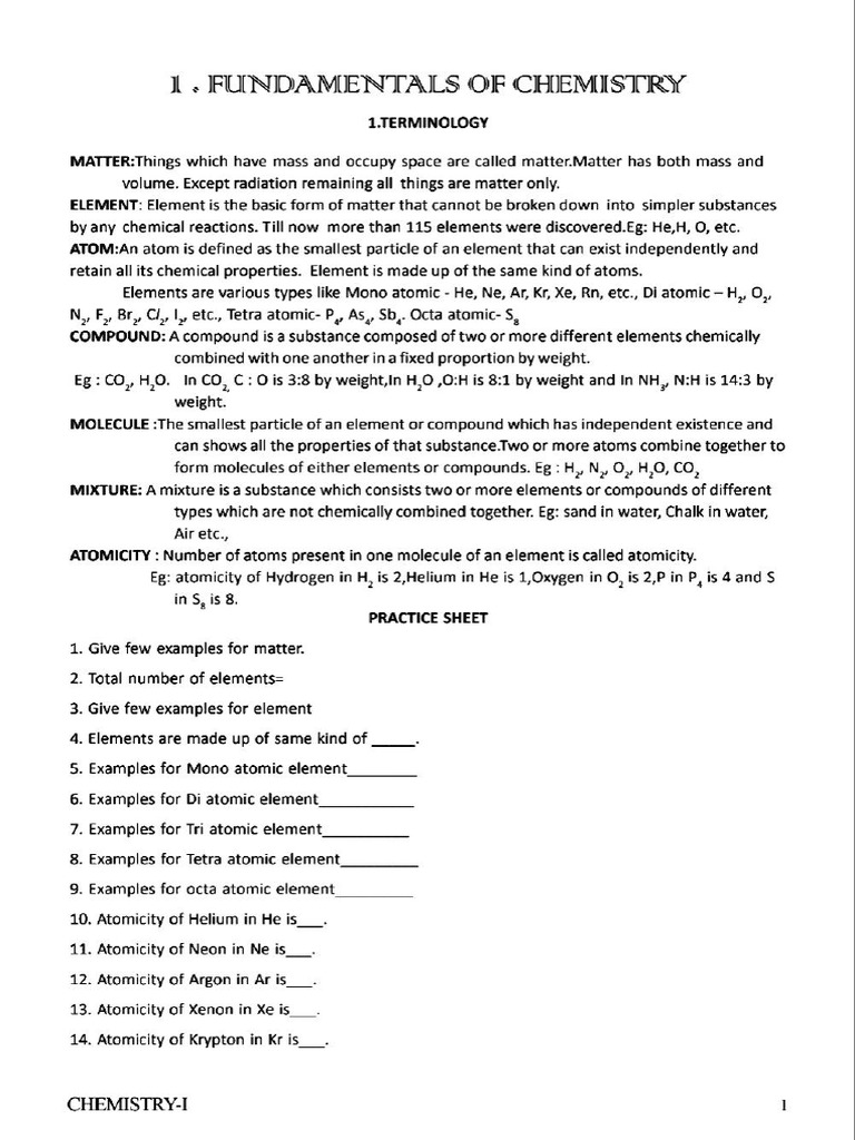 Fundamentals in Chemistry | PDF