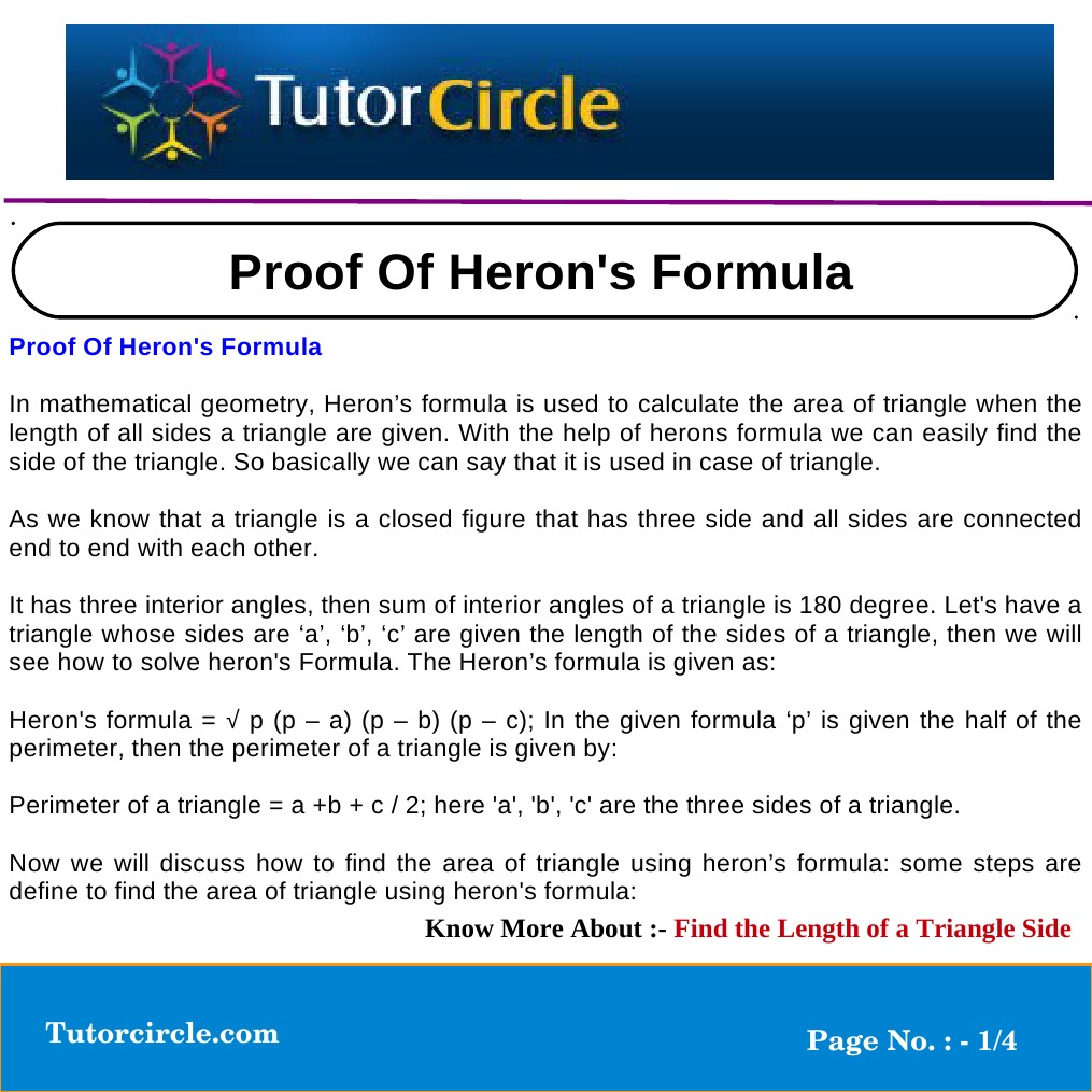 Proof of Heron's Formula | PDF | Triangle | Area
