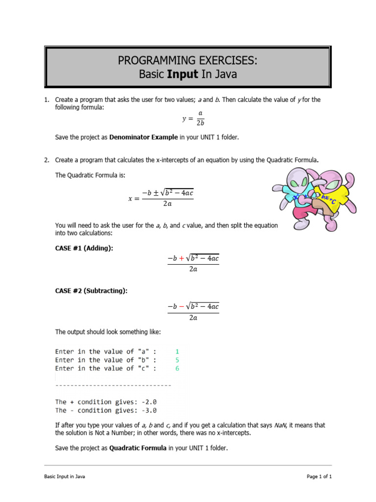 Exercise 1 - Input With Scanner | PDF