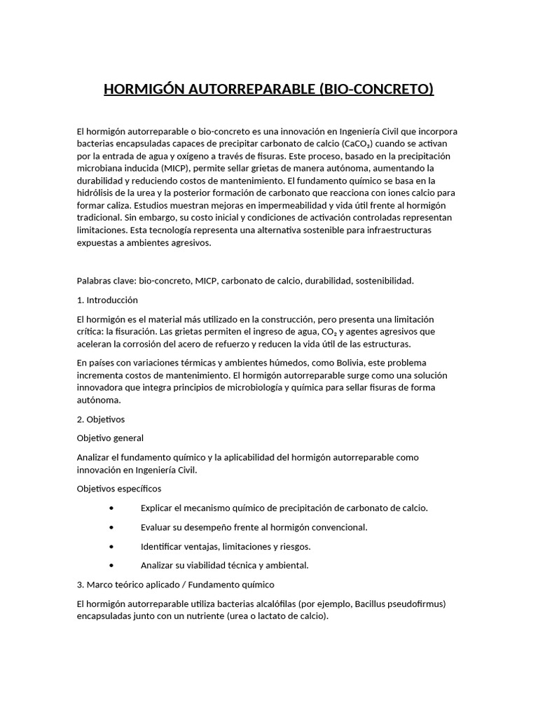 Hormigón Autorreparable (Defensa) | PDF | Hormigón | Agua