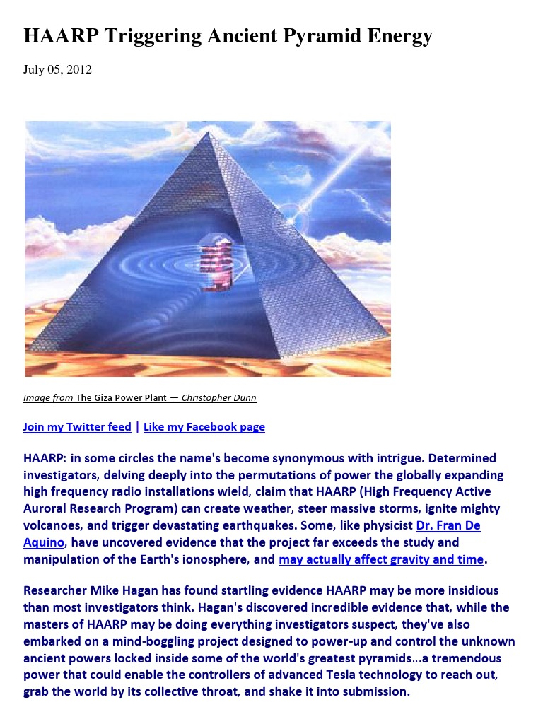 HAARP - Triggering Ancient Pyramid Energy | PDF | Nikola Tesla | James ...
