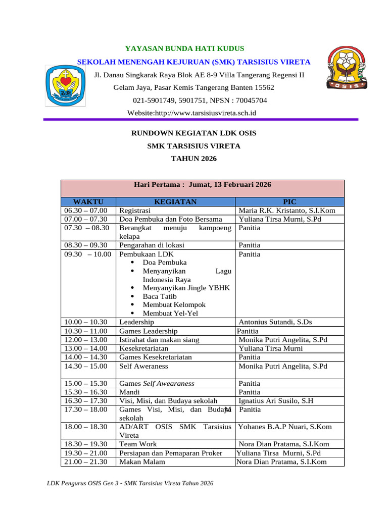 Rundown LDK SMK TV 2026 - Fix | PDF