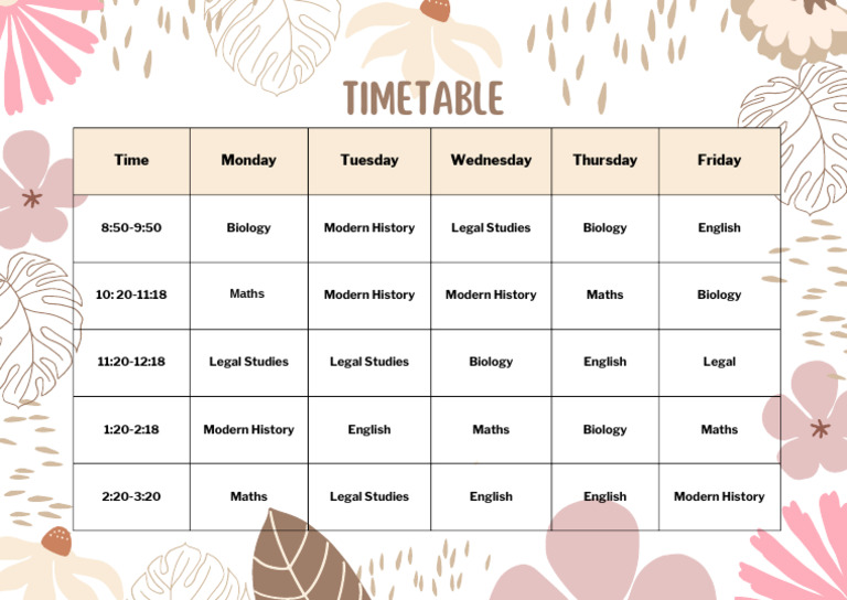 Pink Floral Class Schedule | PDF