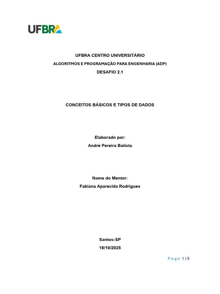 Desafio 2.1_ Conceitos básicos e tipos de dados_Andre Pereira Batista | PDF | String (Ciência da ...