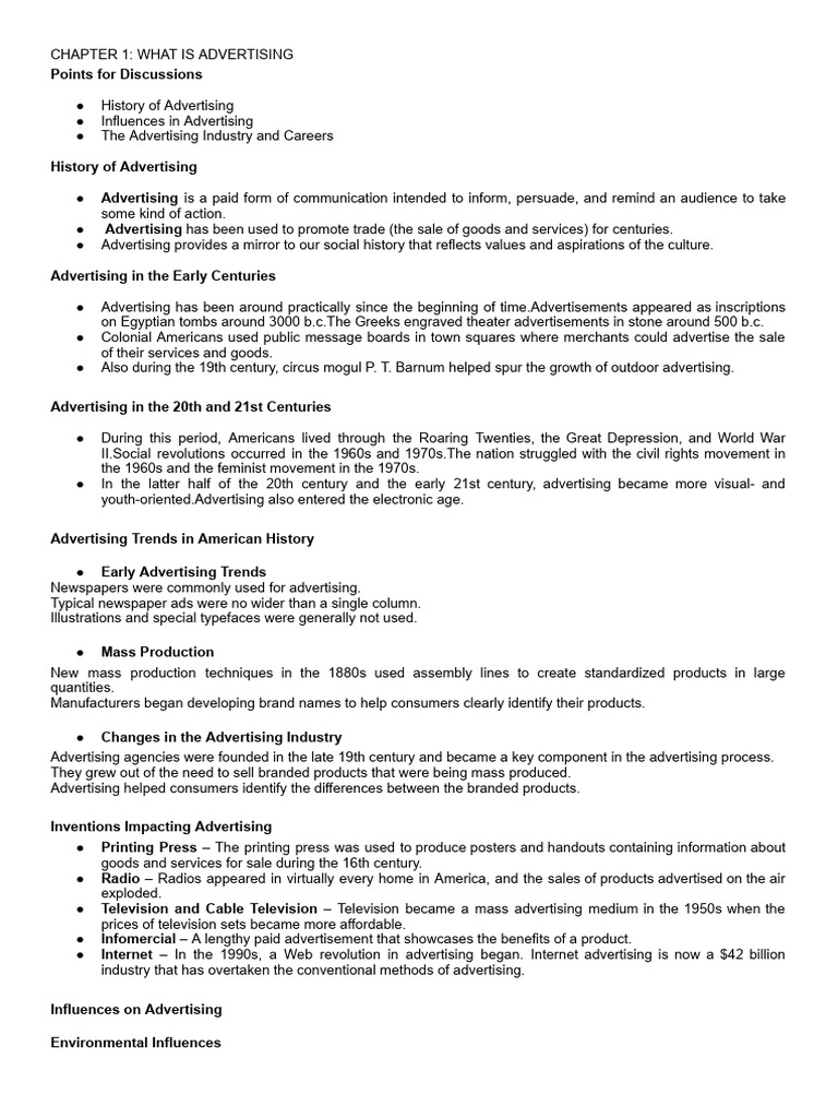 Chapter 1 - What Is Advertising | PDF | Advertising | Marketing