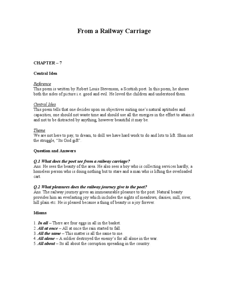 Insights from "From a Railway Carriage" | PDF
