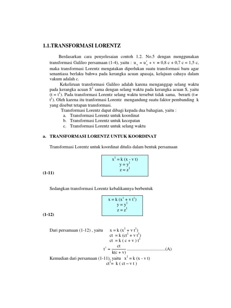 Transformasi Lorentz | PDF
