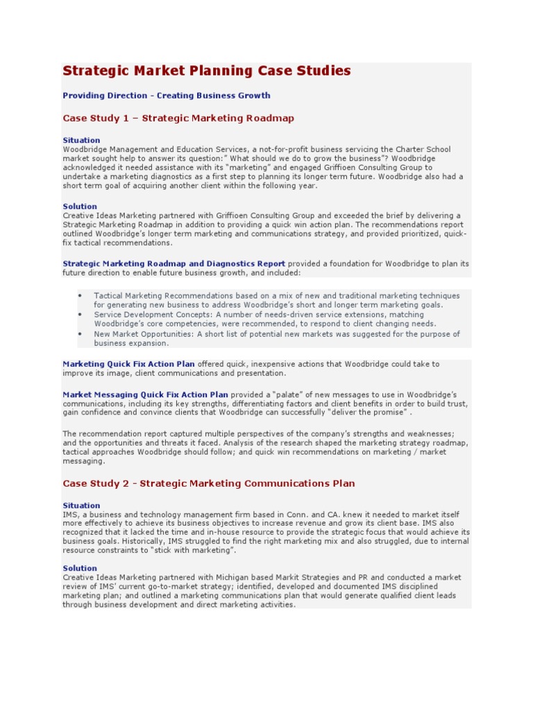 Strategic Market Planning Case Studies | PDF | Marketing Strategy ...