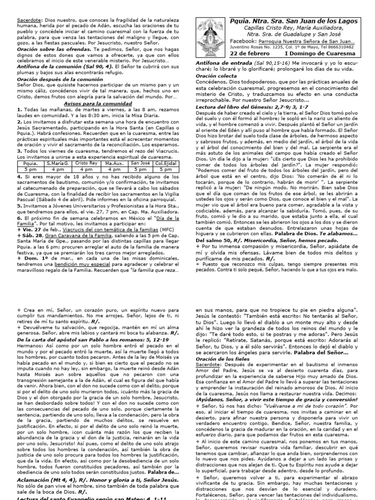 Misal_220226 | PDF | Gracia divina | Prestado