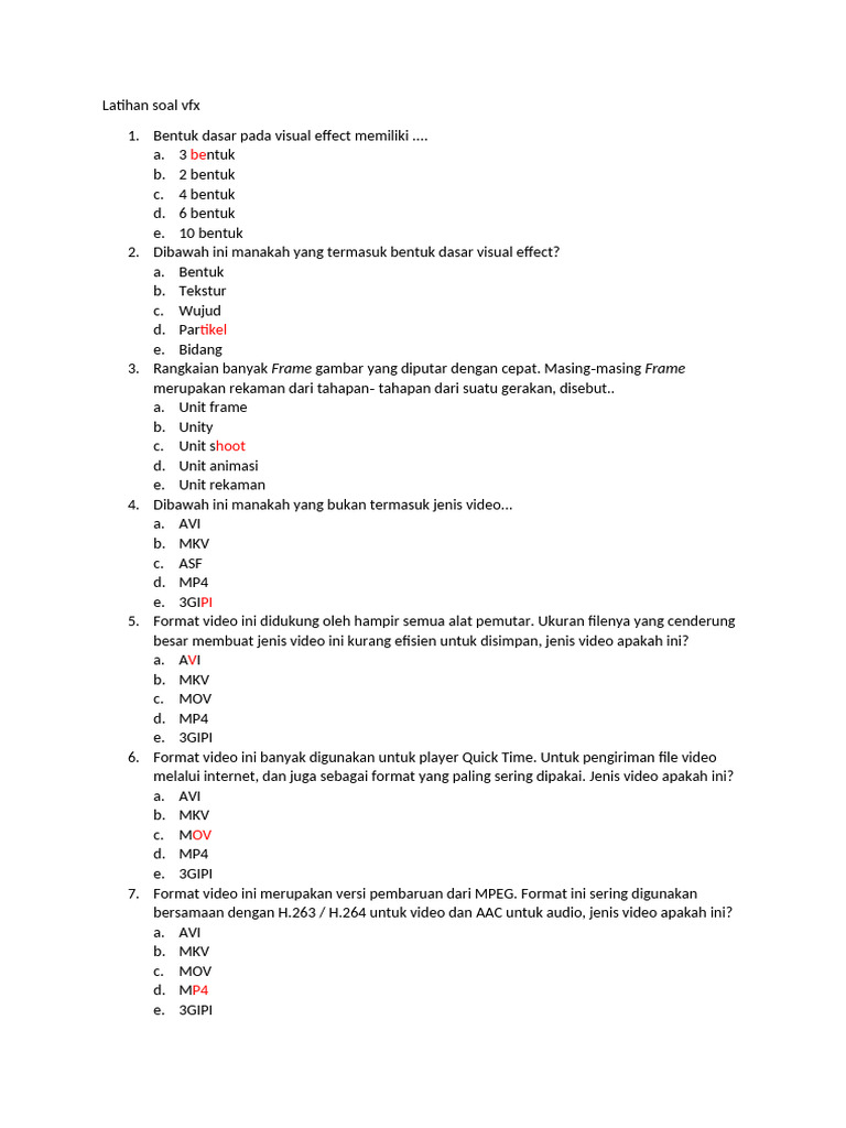 Latihan Soal VFX Visual Bentuk | PDF