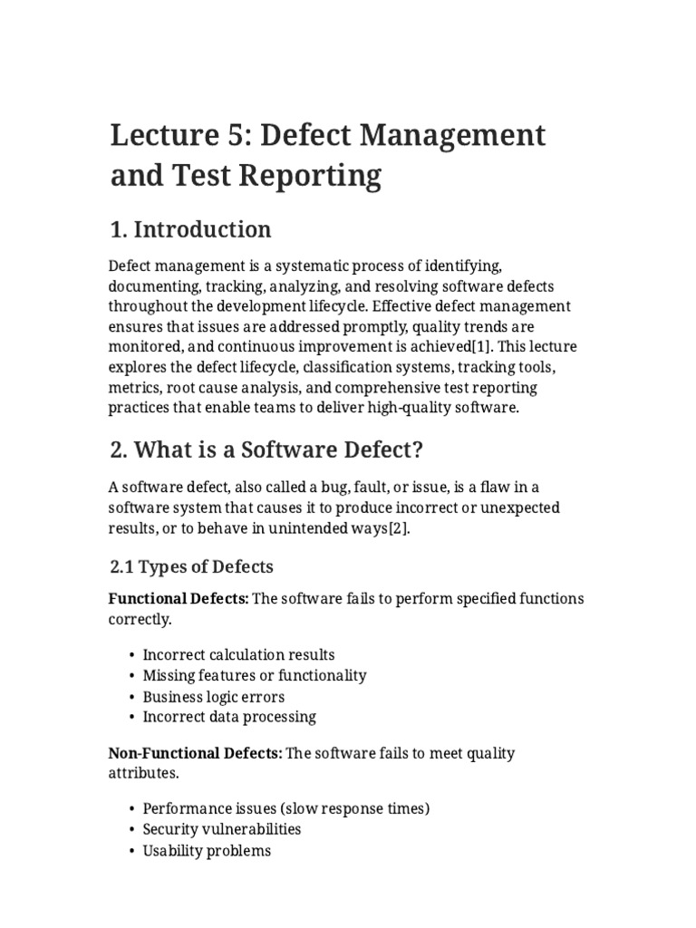 Lecture 5 Defect Management | PDF | Software Bug | Software Development