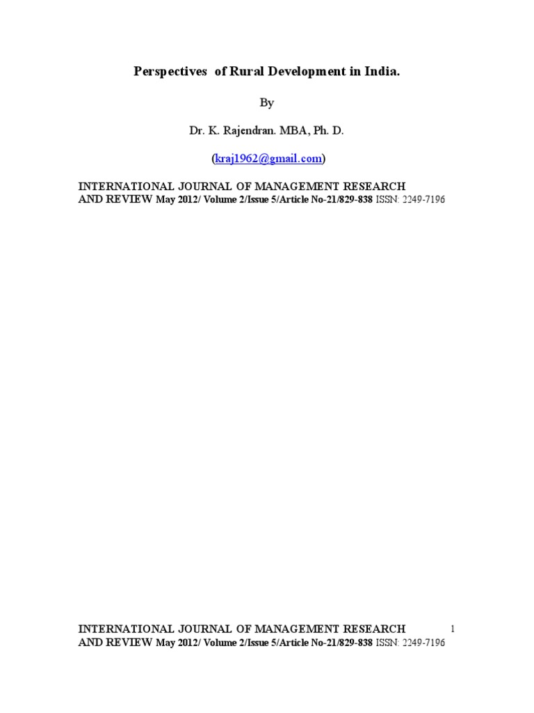Rural Development Perspectives in India | PDF | Poverty | Poverty ...