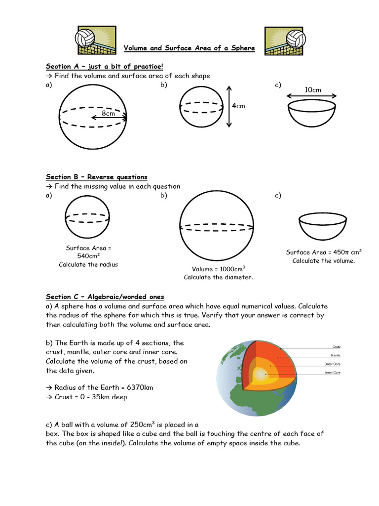 Volume and Surface Area of A Sphere | PDF | Sphere | Volume