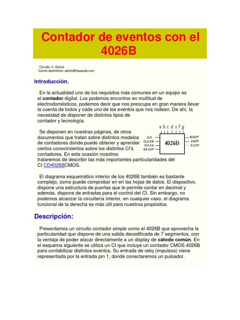 Contador de Eventos Con El 4026B | PDF | Cmos | Tecnología digital
