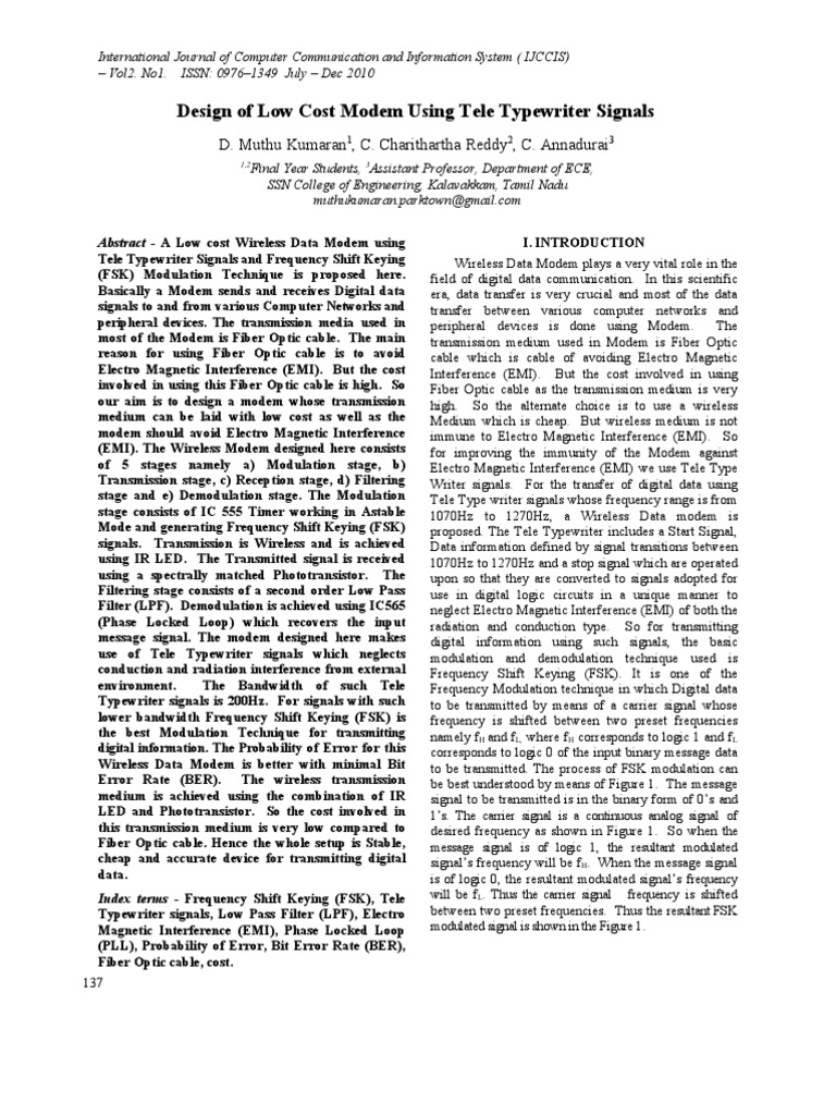 Low-Cost FSK Wireless Modem Design | PDF | Modulation | Data Transmission