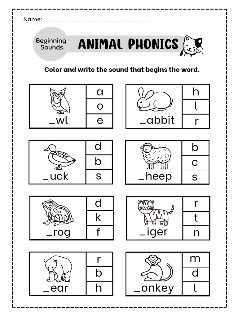 Animal Phonics: A o e B S C D R L H | PDF
