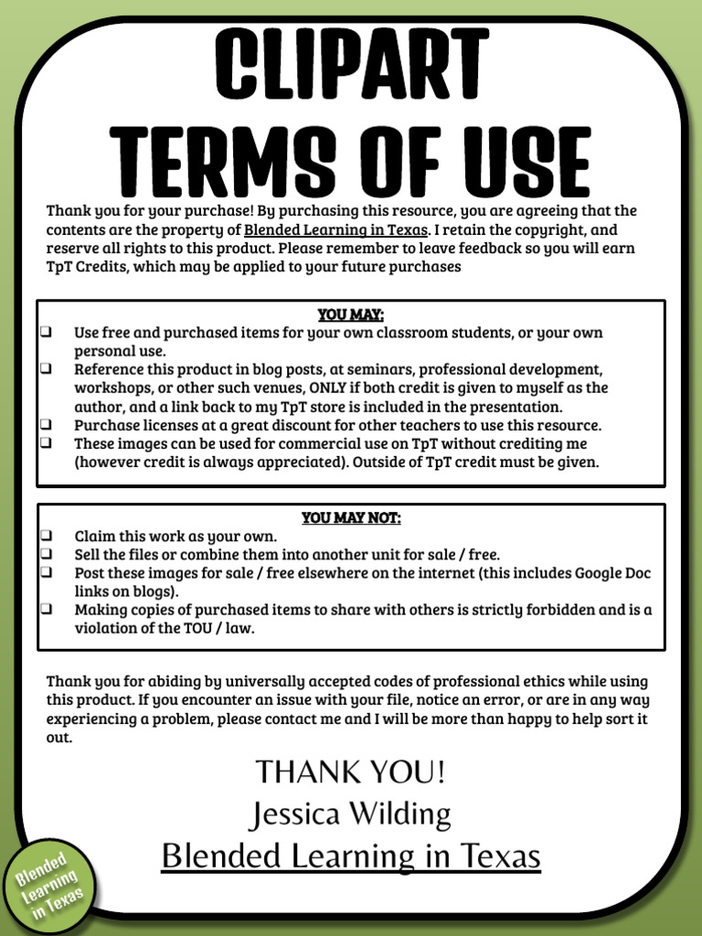 Clipart Terms of Use | PDF