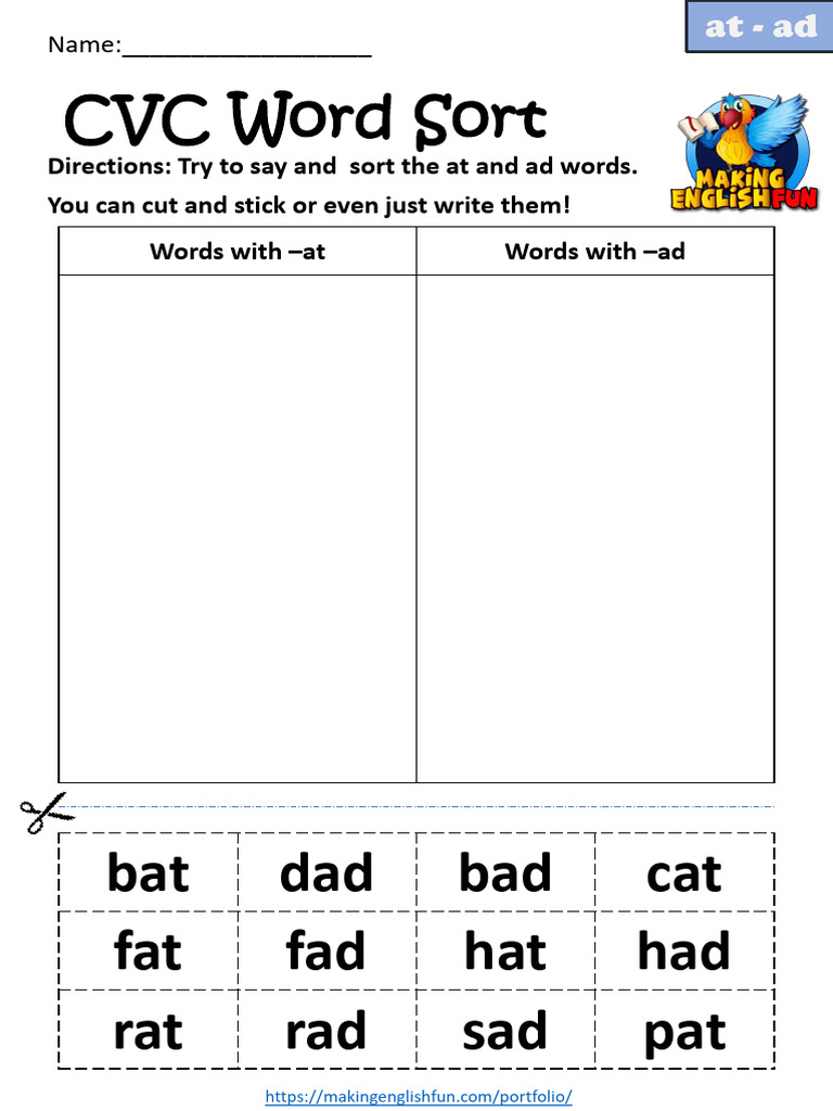 CVC Word Sort 10 Worksheets 1 | PDF