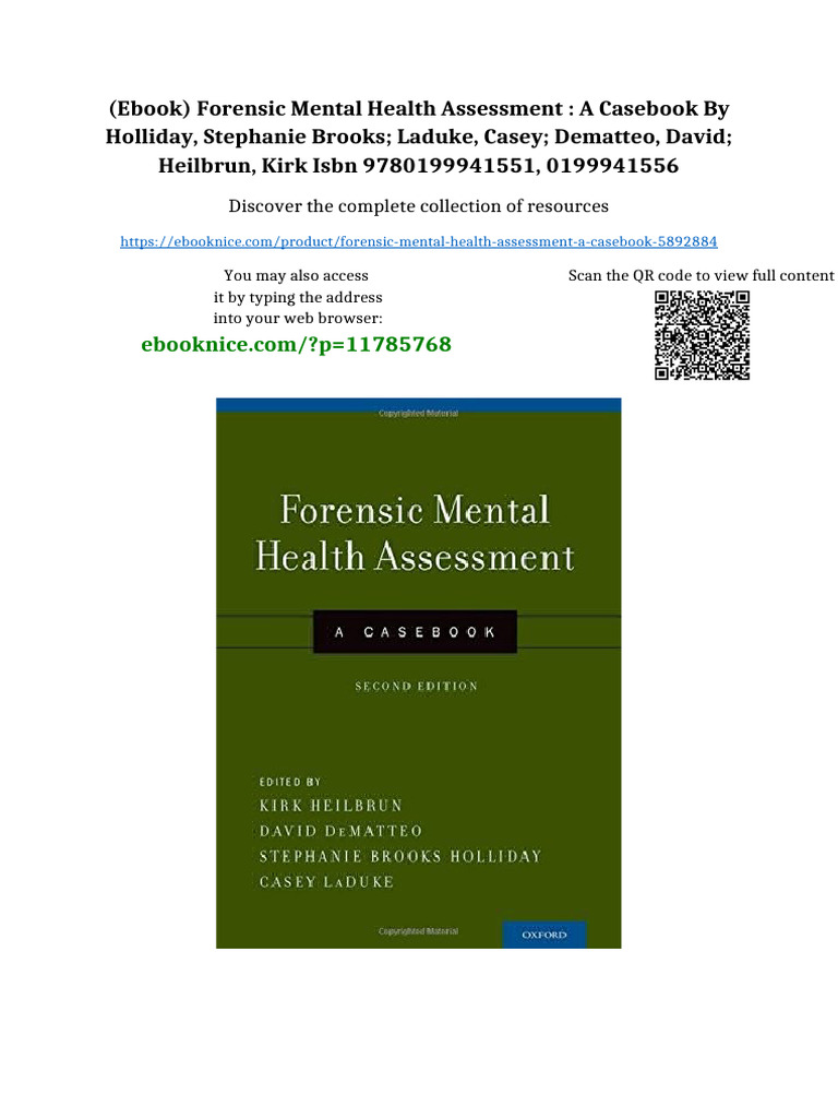 (Ebook) Forensic Mental Health Assessment: A Casebook by Holliday ...