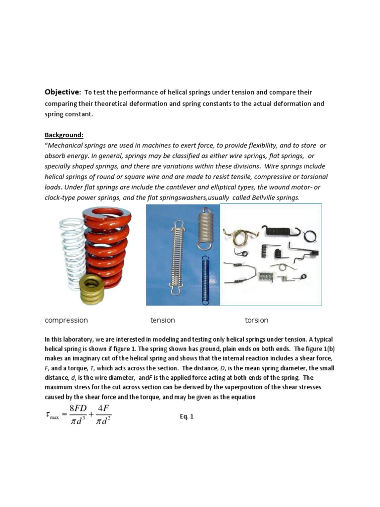 EGR 236 Lab 10 Helical Spring Test | PDF | Stress (Mechanics) | Force