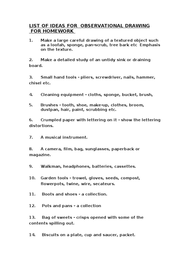 70 Ideas For Observational Drawing | PDF | Clothing | Nature