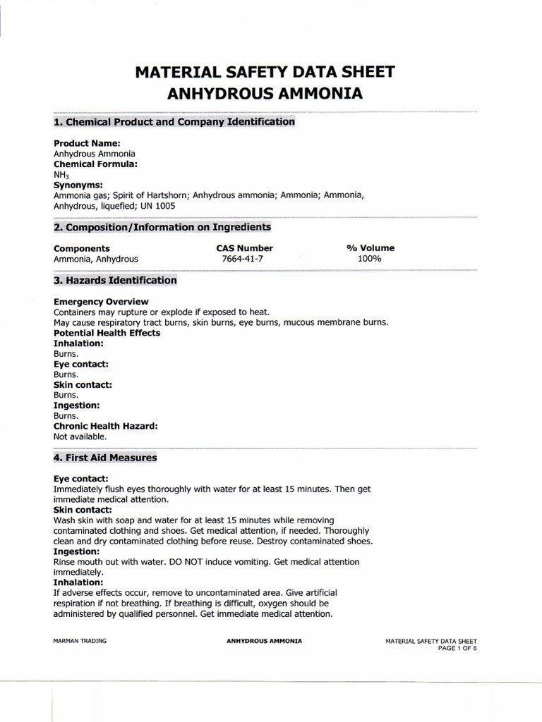 SDS Ammonia | PDF