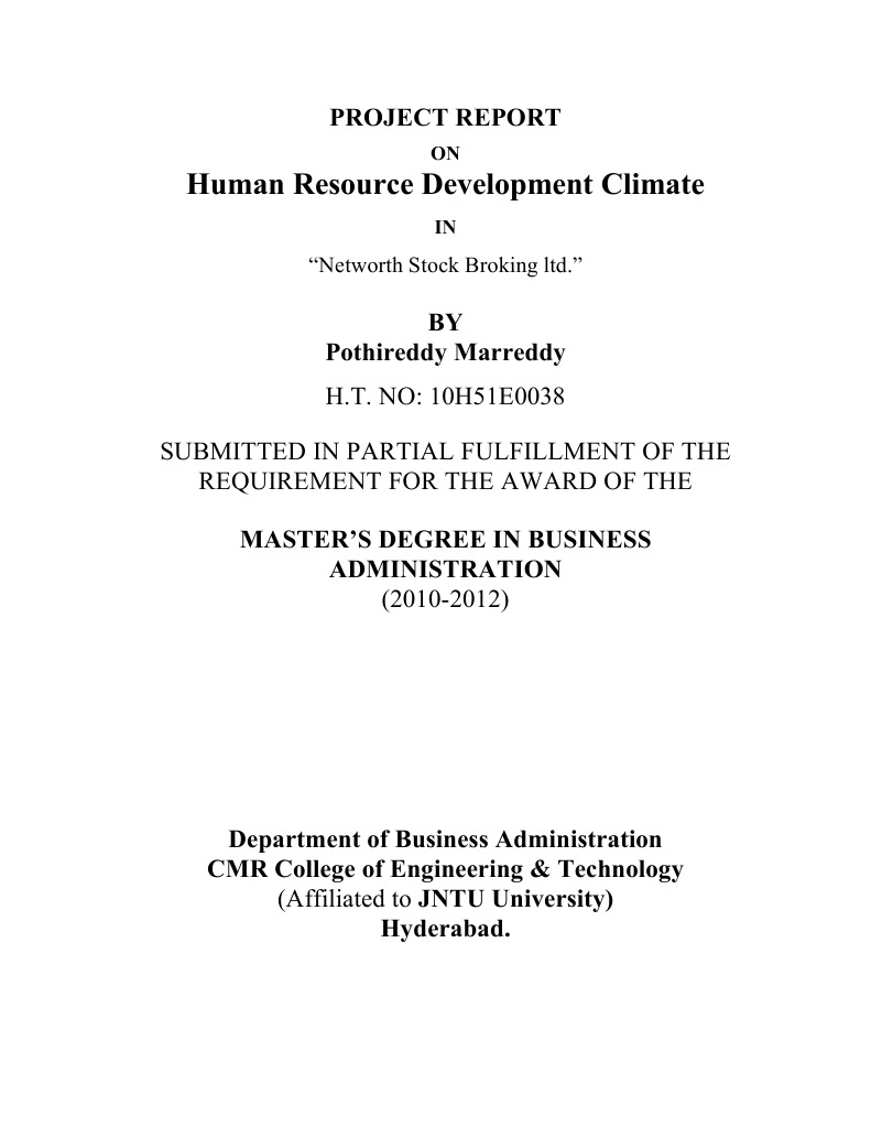 HRD Climate at Networth Stock Broking | PDF | Business